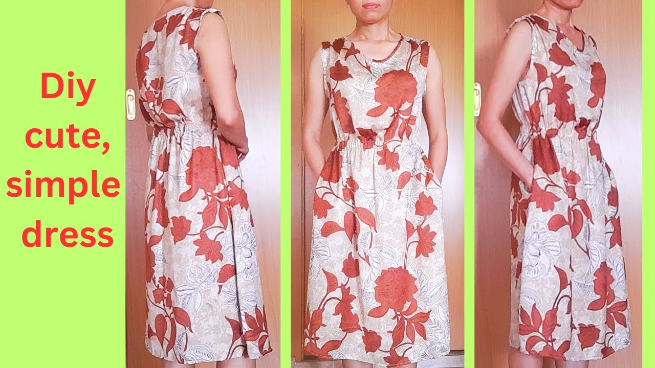 Diy a cute, simple dress/ cutting and sewing dress/ step by step , easy ...