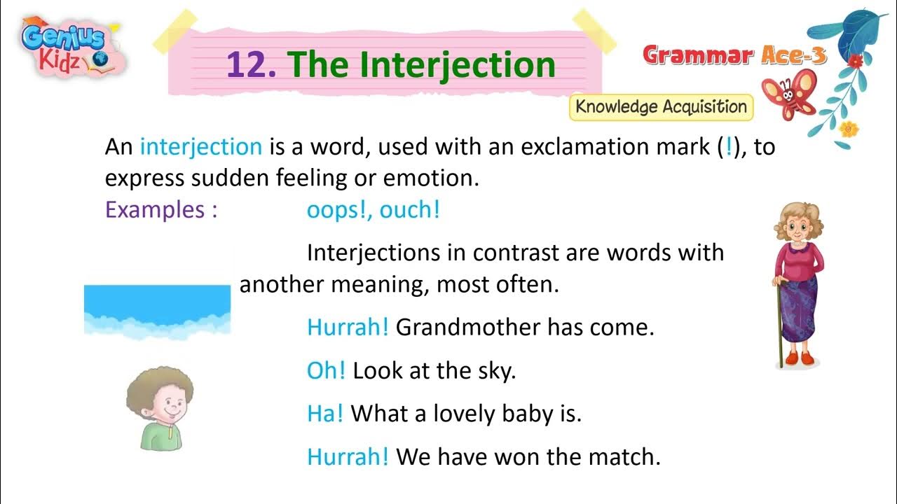 Lesson-12 The Interjection | Grammar Ace -3 | Genius Kidz | Preschool ...