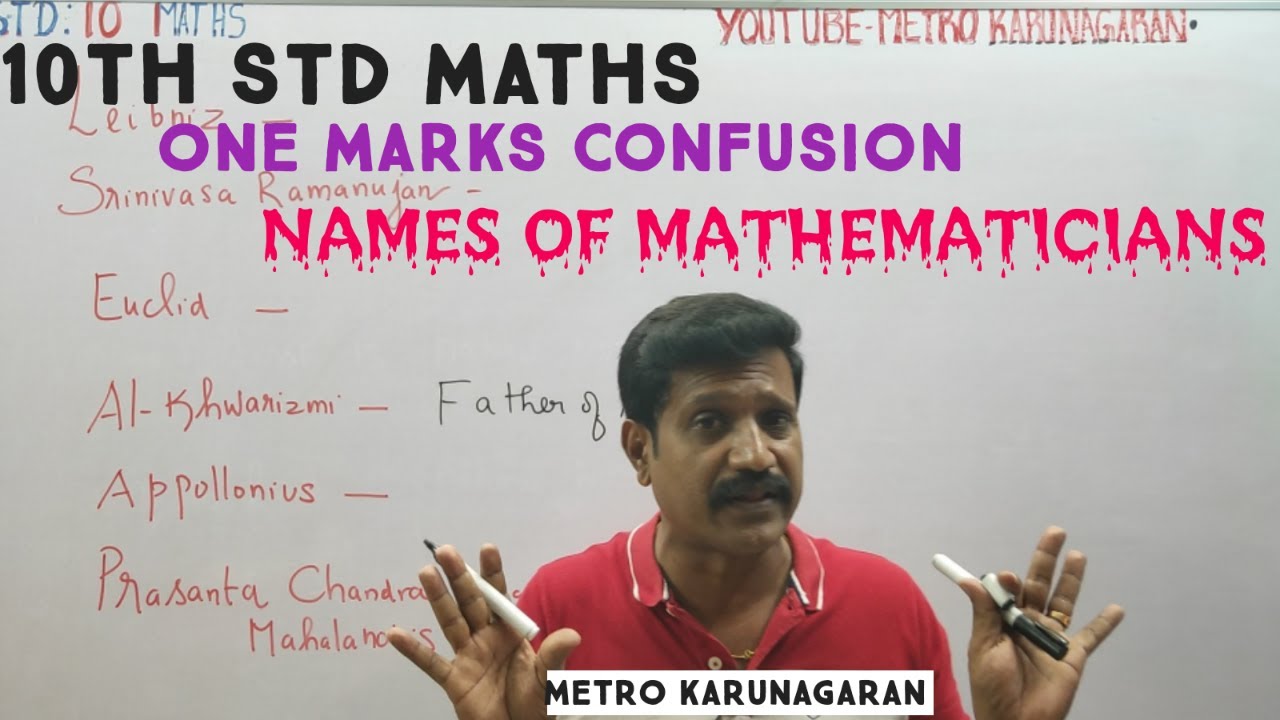 10th STD MATHS Created one marks by mathematician names expected for ...