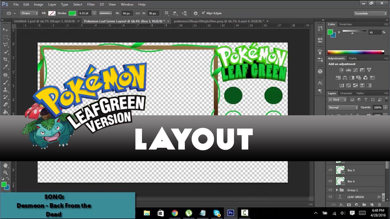 GFX Ep. 5 - Pokemon Leaf Green Layout Speedart - YouTube