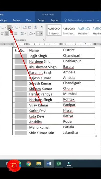 How to Insert Auto Serial Number in MS Word Table/ MS Word Tutorial / #shorts - YouTube