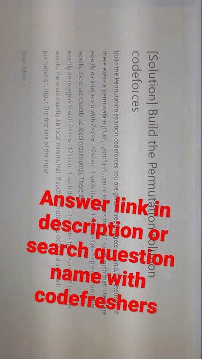 Build the Permutation solution codeforces - YouTube