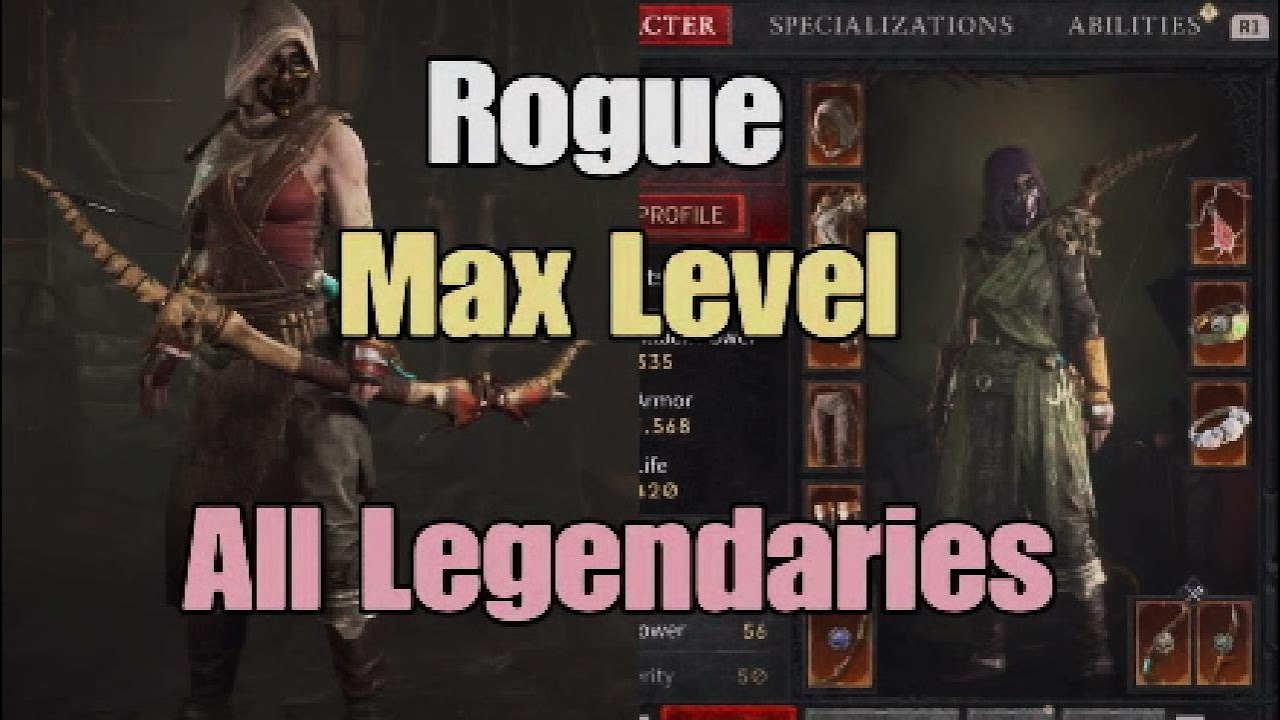 Diablo IV Level 25 Rogue All Legendary Equipment Gilded Sovereign Title ...