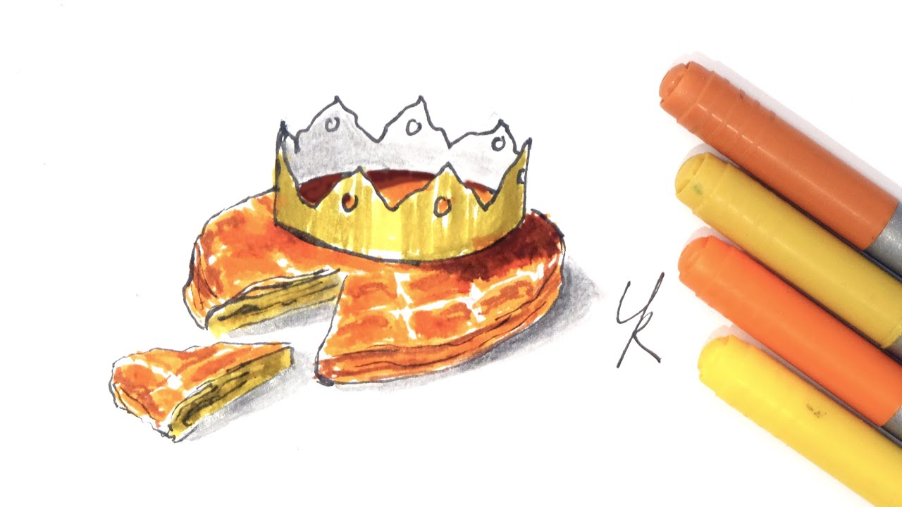 Dessin de galette des roi en couleur, dessiner une galette des rois ...