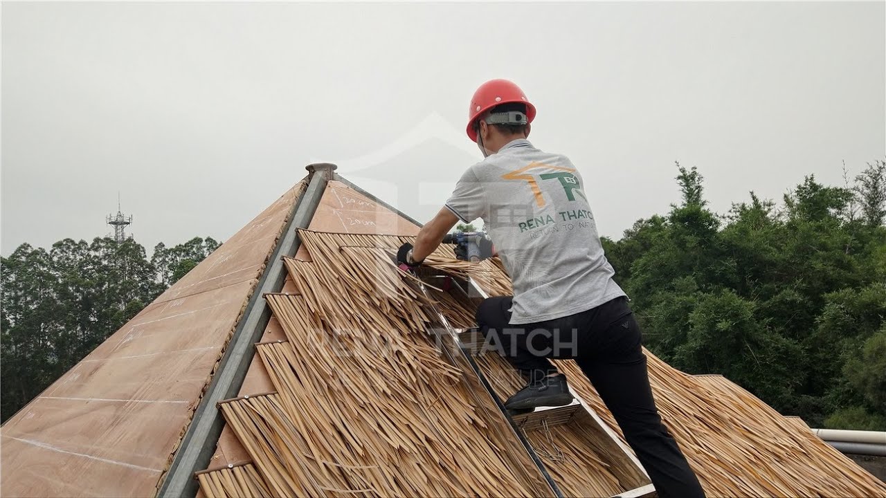 2 synthetic thatch installation1 - YouTube