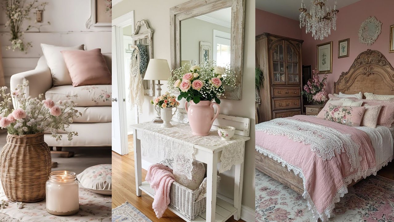🌸 🌷 SMALL ENGLISH COUNTRYSIDE COTTAGE Vintage Blush Interior Styling ...