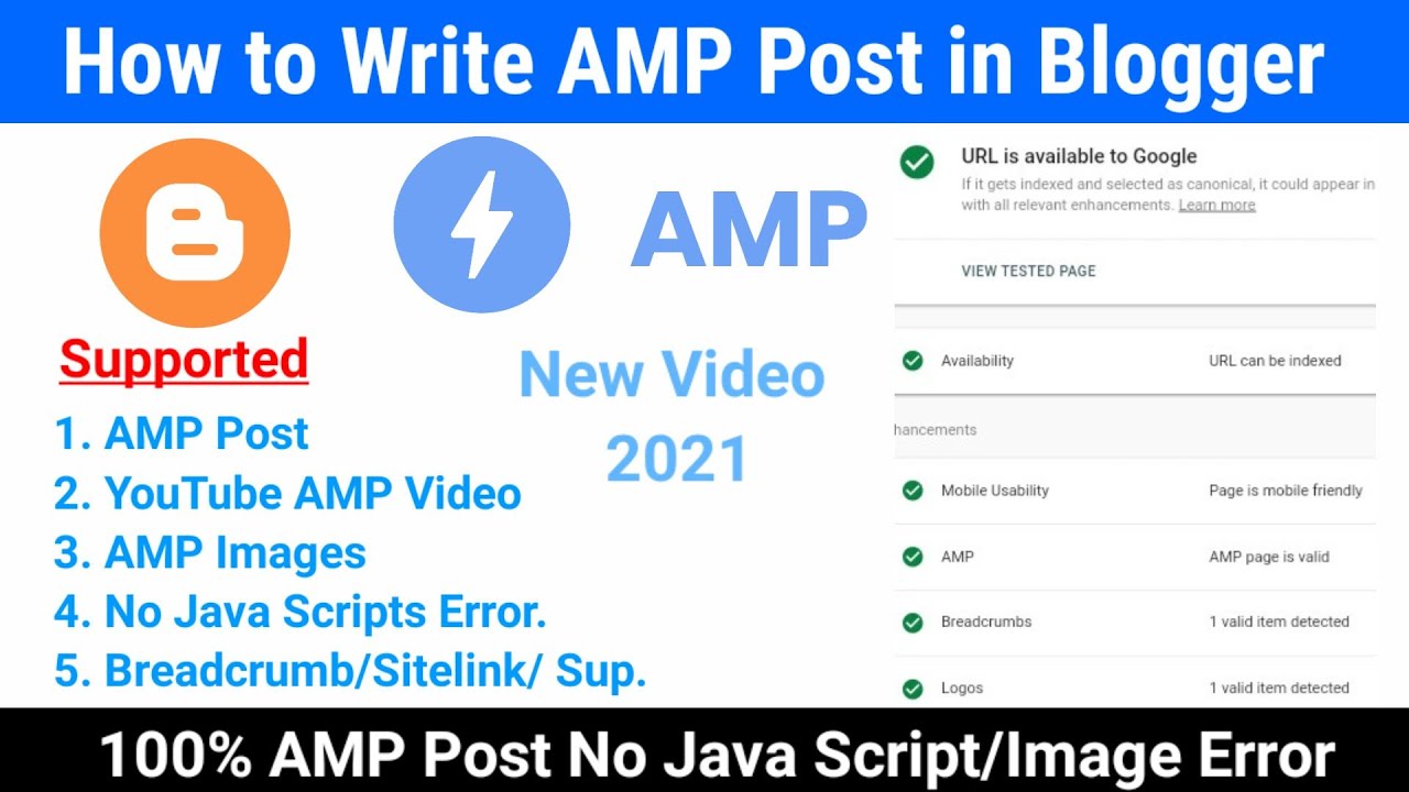 How to Write AMP Post in Blogger Site | Fix AMP Error in Blogger - YouTube