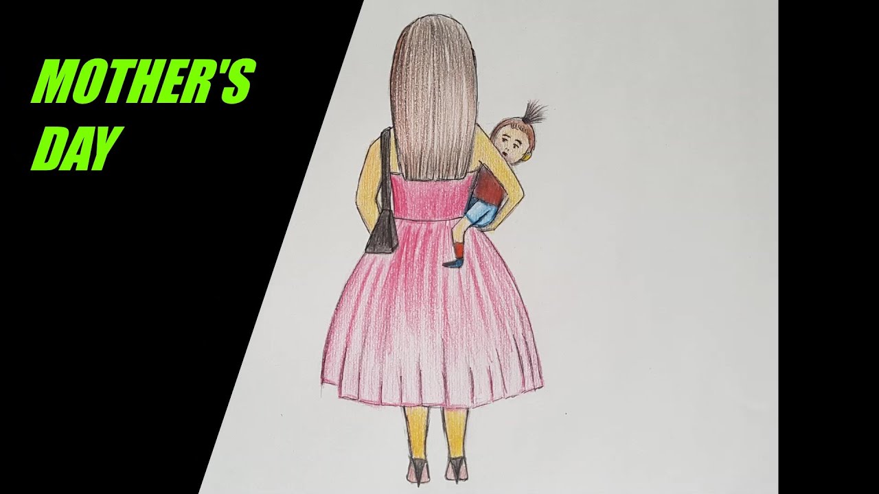 How to draw MOTHER'S DAY /PARENTS DAY DRAWING/MOTHER WITH BABY/BEST MOM ...