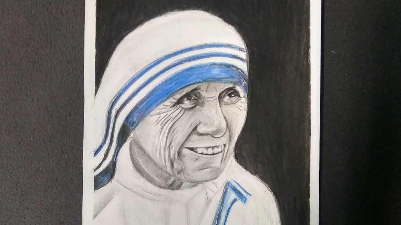 How to draw mother teresa - YouTube