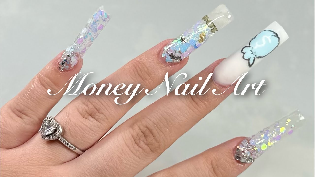 Acrylic Nail Tutorial | Money Nail Art | No Voiceover - YouTube