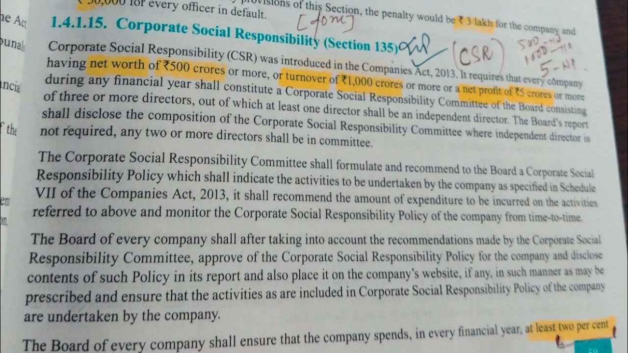 Corporate Social responsibility, CSR, Short notes, CMA FINAL GROUP 3 ...