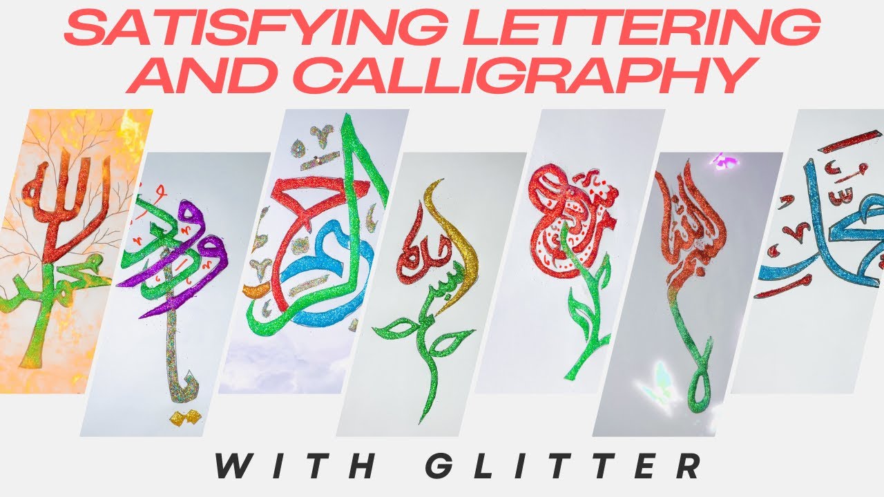 Satisfying lettering and calligraphy with glitter #ononnasartstudio # ...
