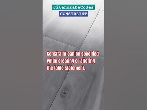 Constraints SQL Database Concepts #shorts @JitendraDeCodes - YouTube