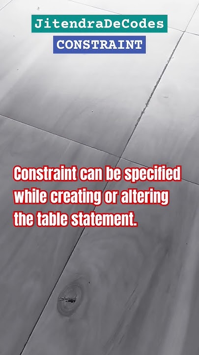 Constraints SQL Database Concepts #shorts @JitendraDeCodes - YouTube