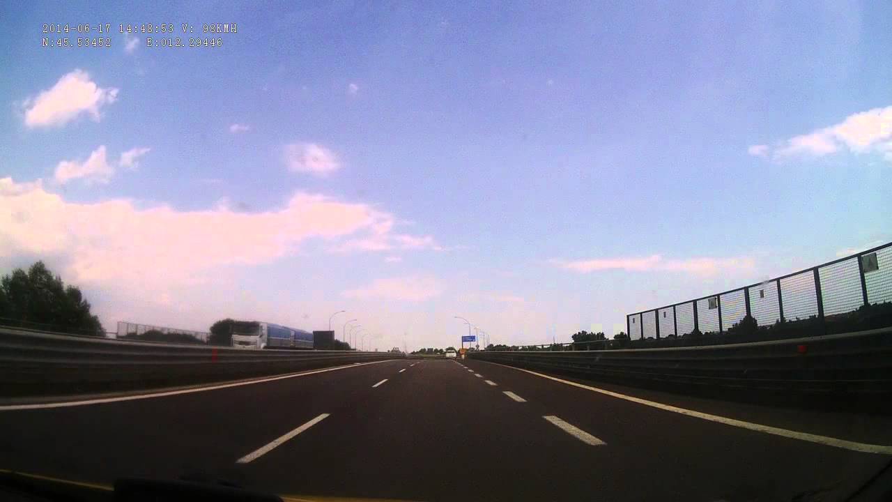 Italy. Motorway A57 dir. Aeroporto, Venice-Marcon — Mestre, Marco Polo ...