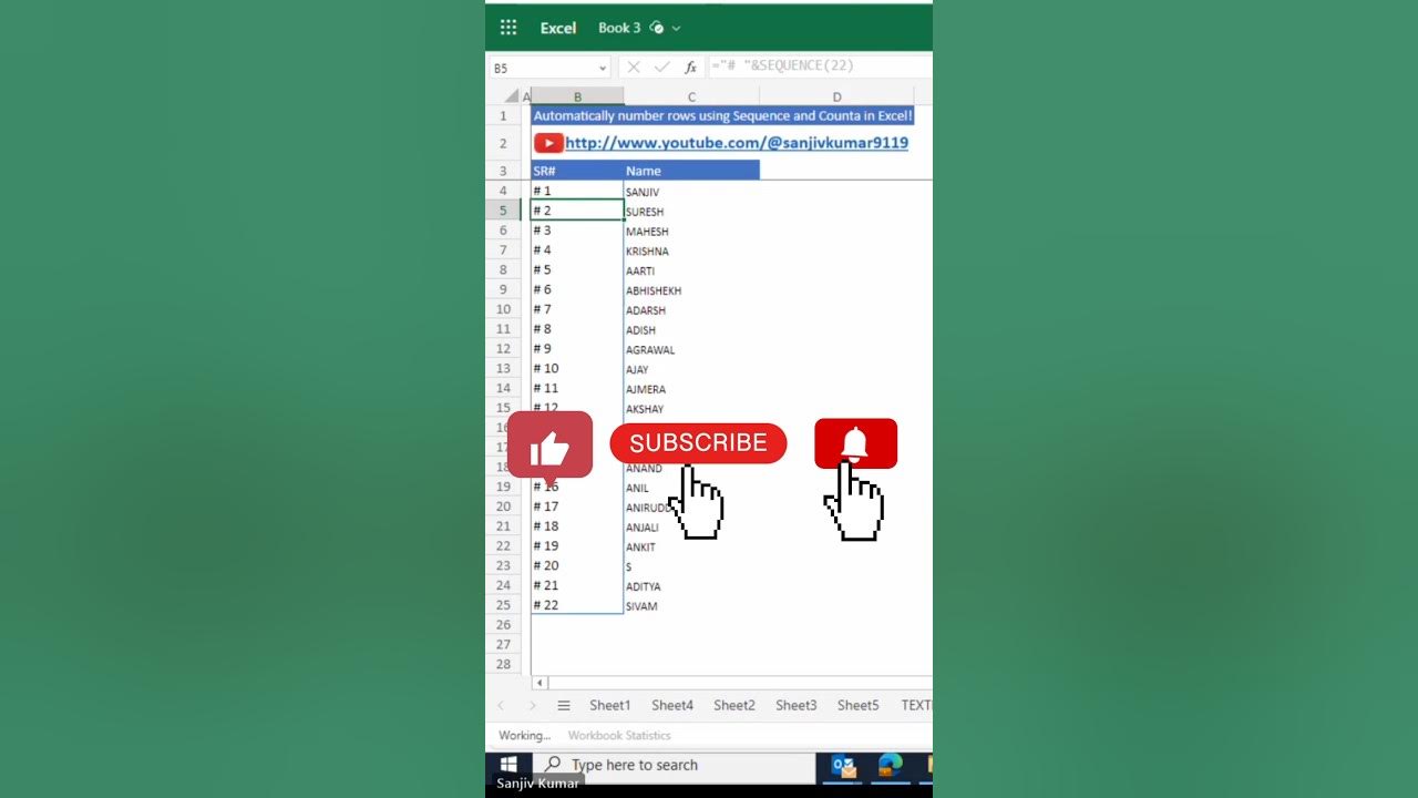 Excel Tips🔥Automatically number rows using sequence function in excel |#sequence #excelfunctions ...