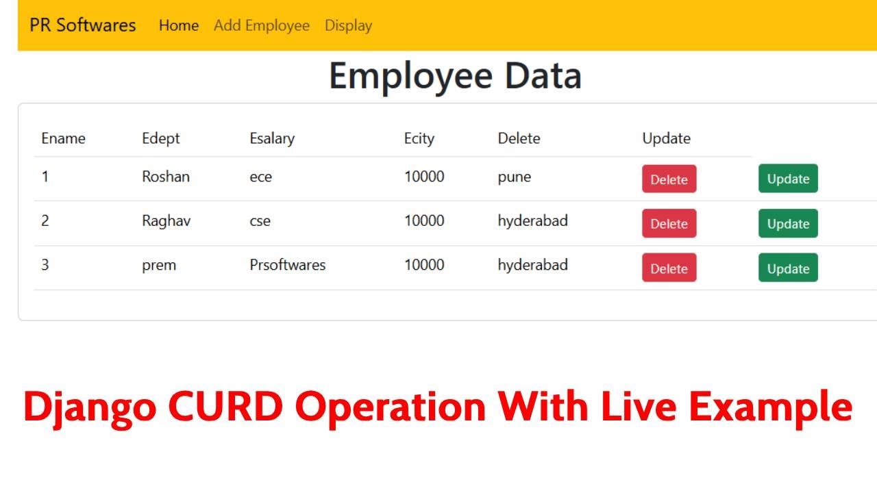 Curd Operation In Django Project In Django Pr Softwares Youtube