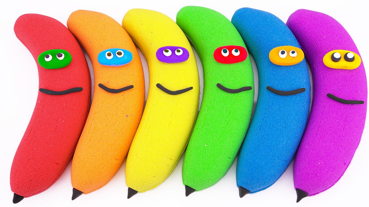 Satisfying Video l DIY How To Make Rainbow Banana from Kinetic Sand ...