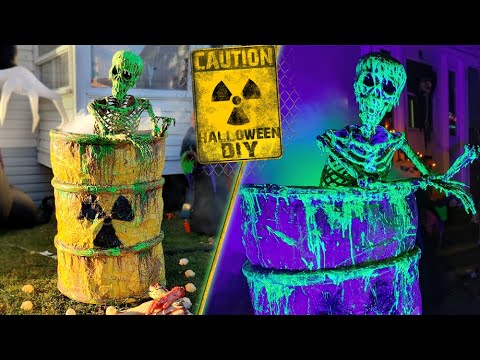 Zombie Skeleton in Radioactive Waste Barrel | Glow in the Dark, Fog and ...