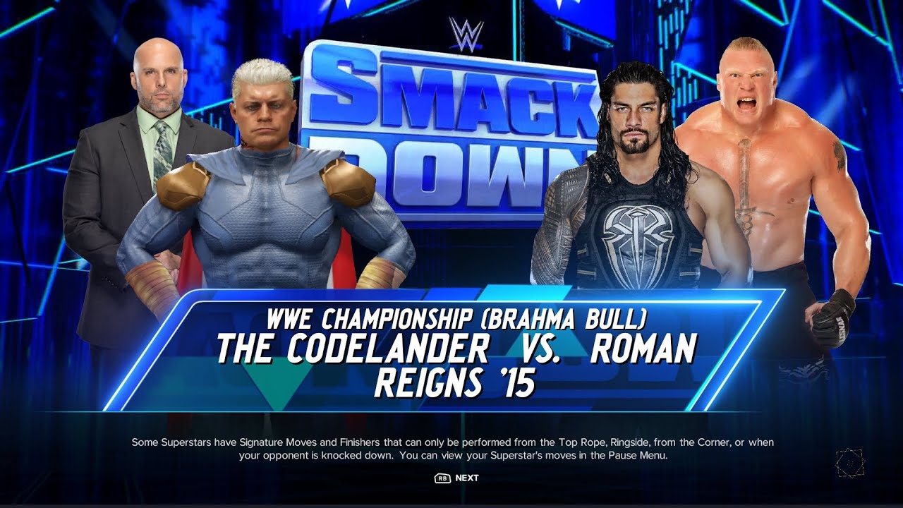 😭WWE 2k24 👌WWE CHAMPIONSHIP (BRAHMA DILL)THE CODELANDER VS. RUMANREIGNS 15 - YouTube