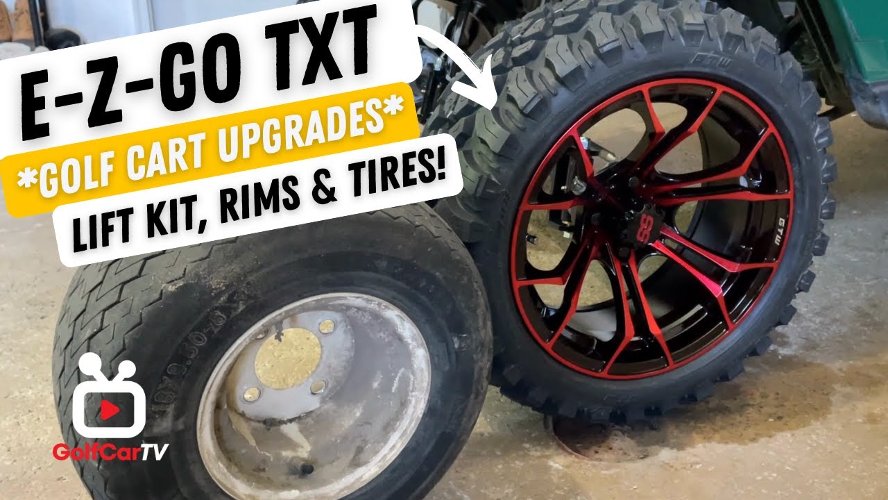 EZGO TXT Golf Cart Upgrades - Lift Kit, Rims and Tires - GolfCarTV ...