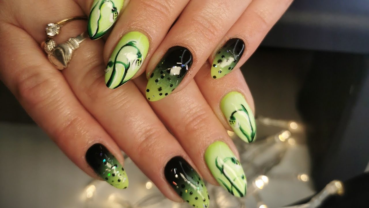 builder gel Refill + ombre nails + hand painted nail art - YouTube