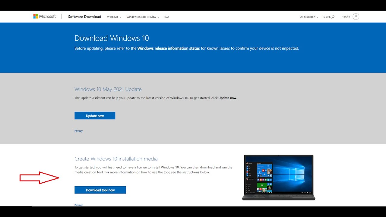 How to Create Bootable USB windows 10 using Microsoft website ...