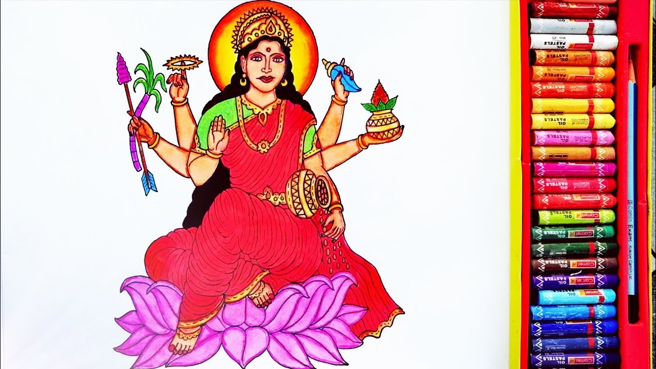 How to Draw Lakshmi Mata Time-lapse Drawing | Painting Of Goddess ...