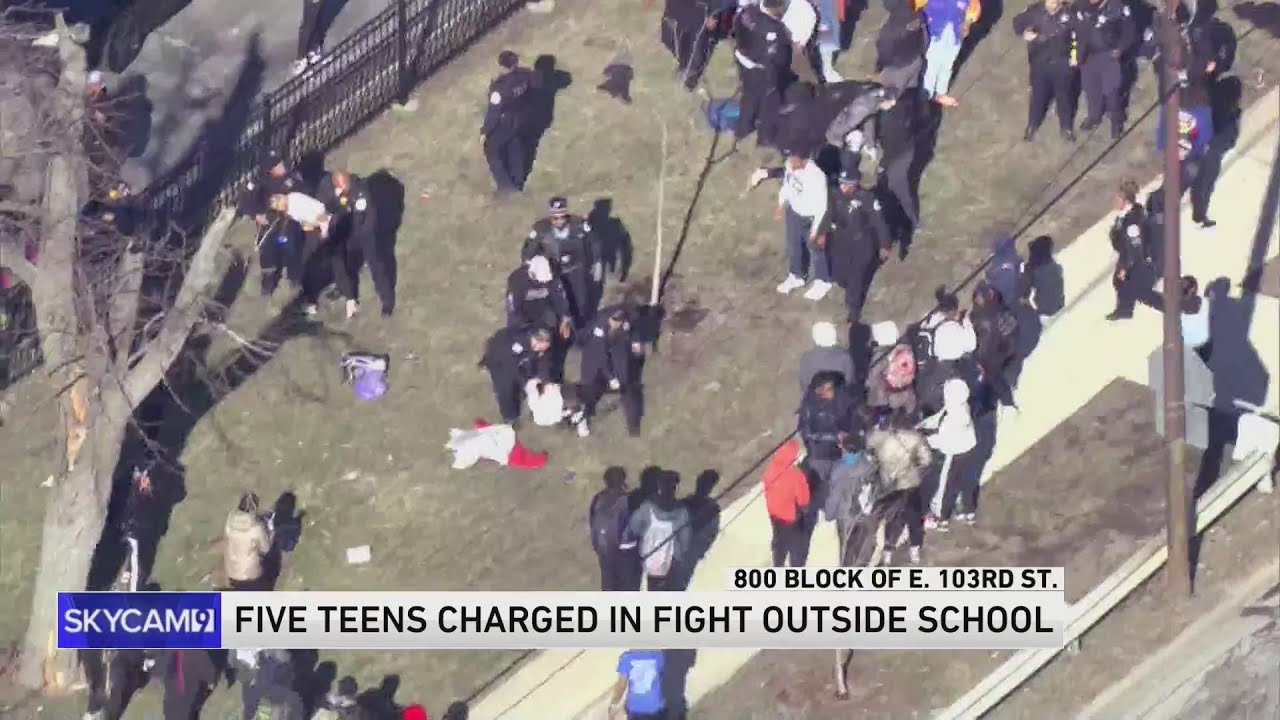 Teens charged in fight outside school - YouTube