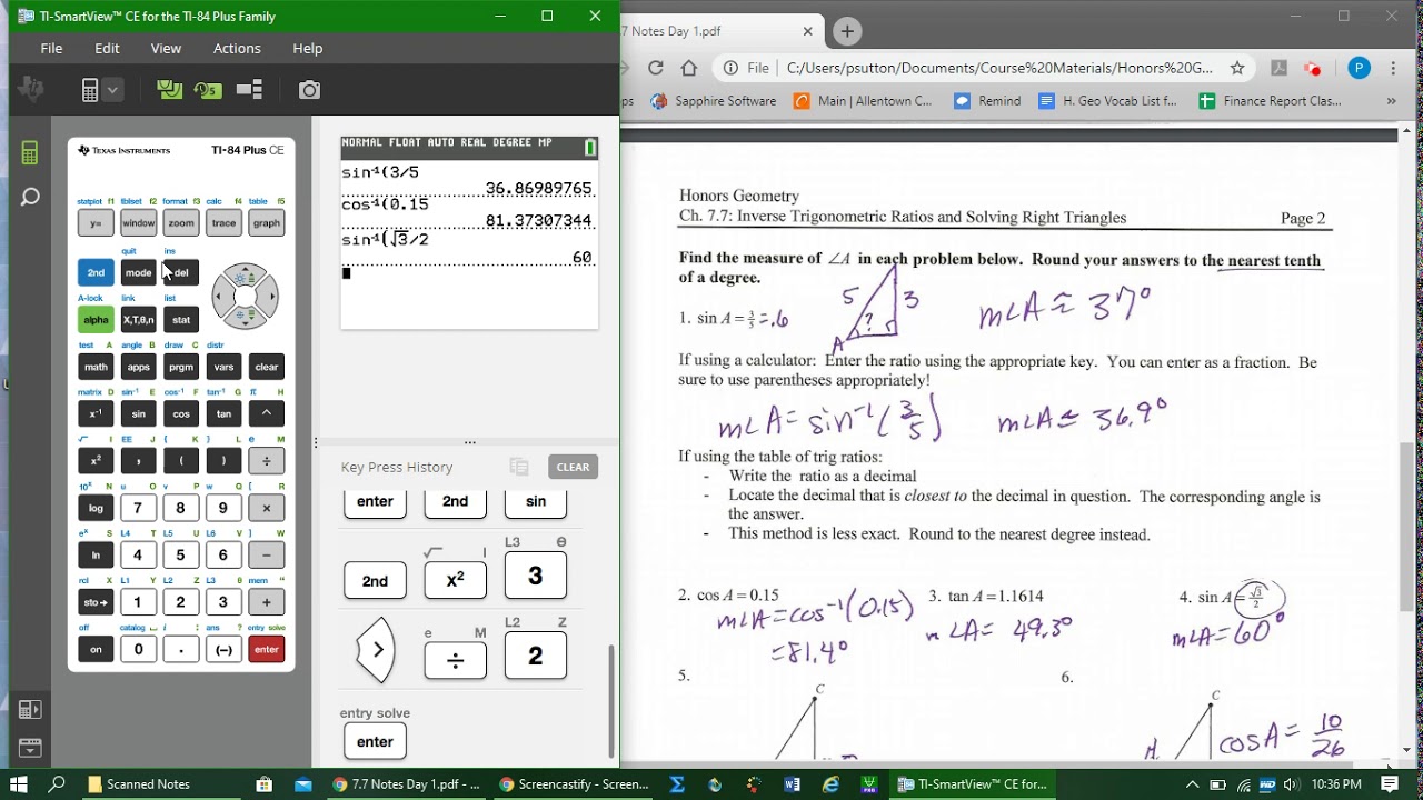FINDING INVERSE TRIG FUNCTIONS ON THE TI-84 - YouTube