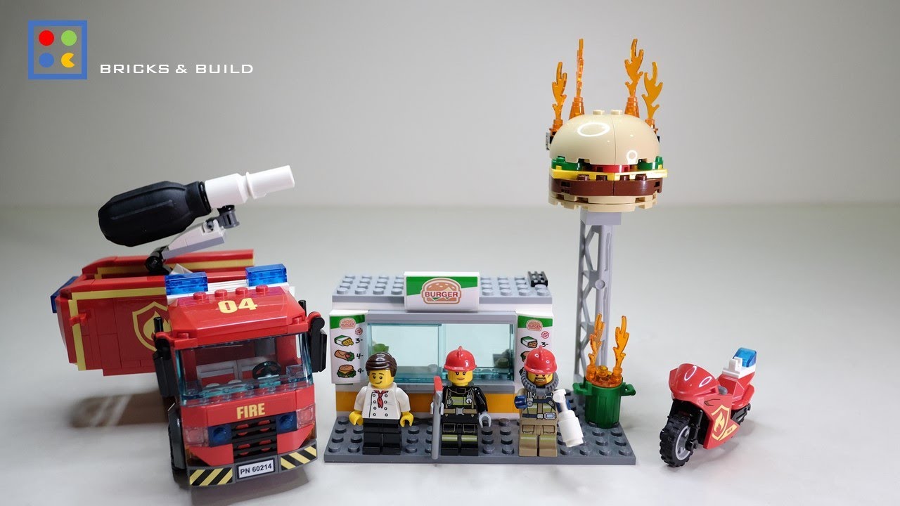 LEGO City 60214 Burger Bar Fire Rescue Speed Build - YouTube