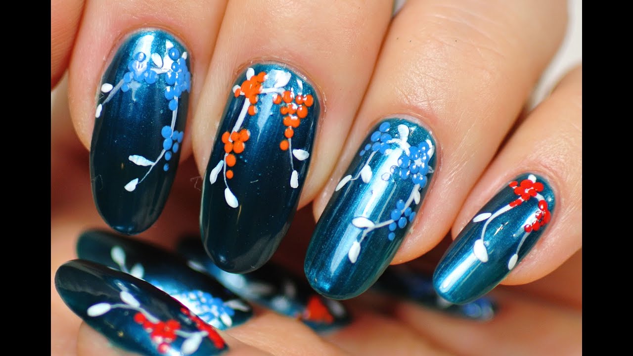 Nail Art. Berries on a Branch! - YouTube