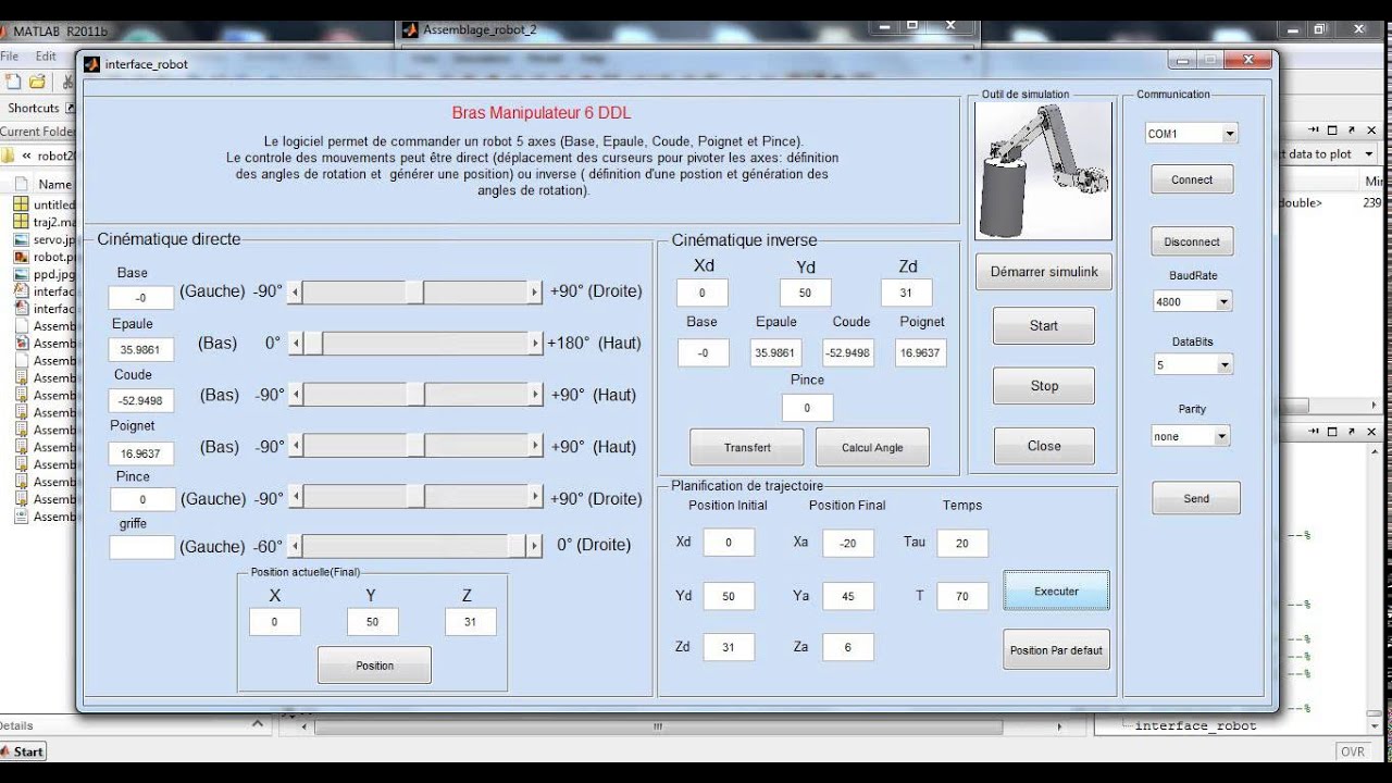 Simulation Of A Arm Robot 6 Dof Controlled Using Matlab Interface And Simulink Youtube 1628