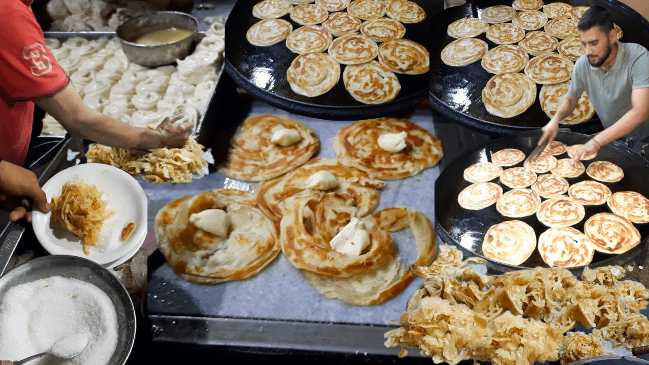 LACHHA PARATHA CHURI At Liaquatabad | Famous Cafe Siraj | Makhani ...