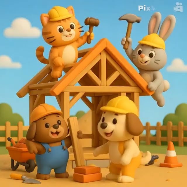 Funny Animals Building a House 🏠 | 3D Cartoon Animation for Kids ...