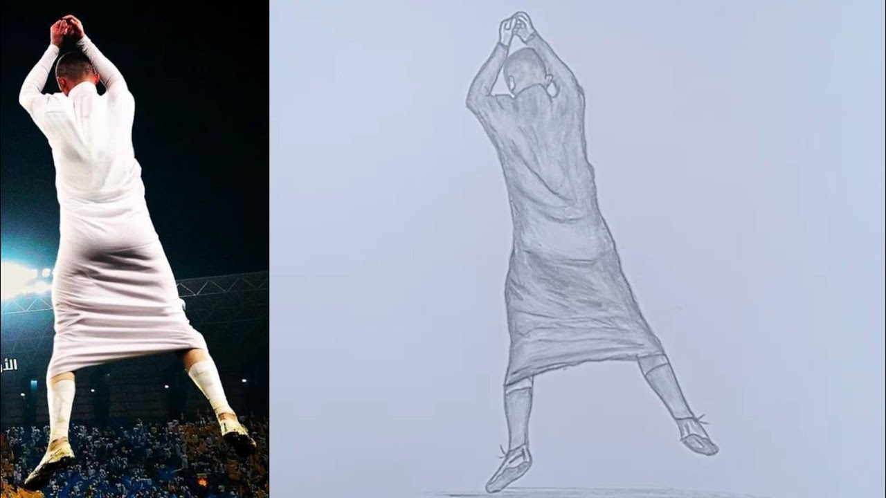 how to draw cristiano ronaldo doing siuuu || Draw Cr7 Football Player ...
