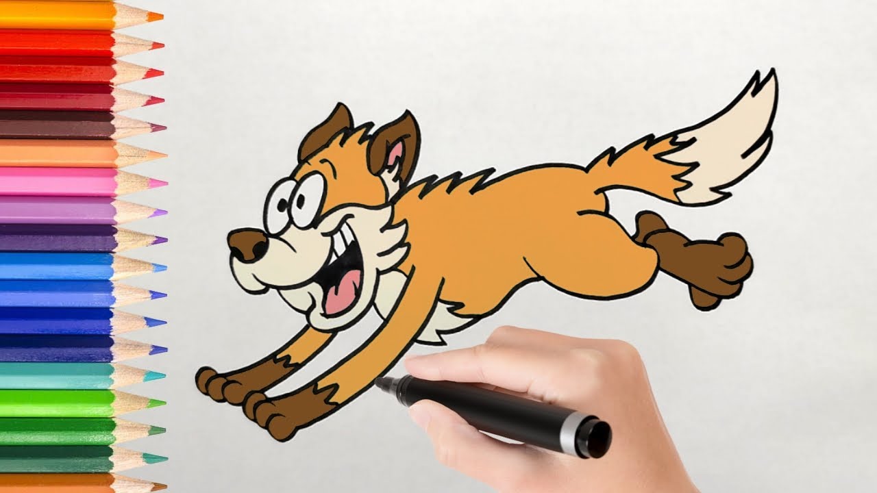 How to draw a cartoon fox - YouTube