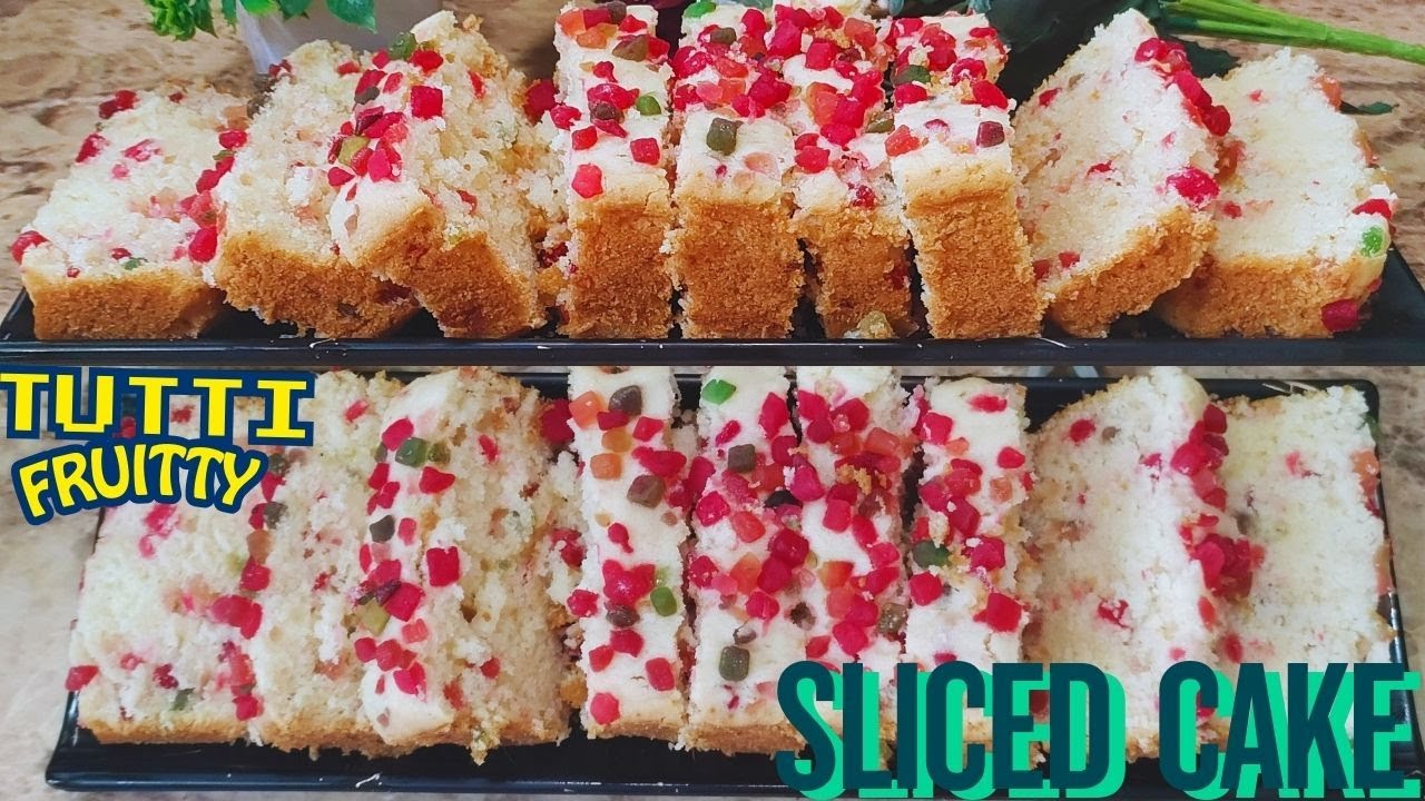 Bakery style Tutti frutti Sliced Cake recipe for Christmas | Eggless ...