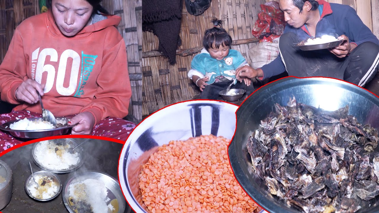 manjita cooks buff meat & lentil soup curry and rice for her family ...