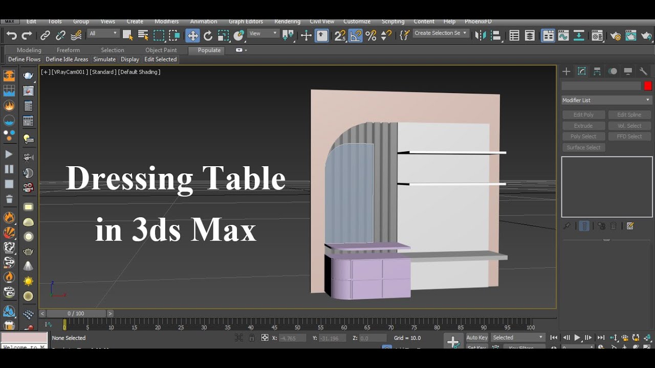 Dressing Table Modeling in 3ds Max | Dressing Table in 3ds Max | Mirror in 3ds Max - YouTube