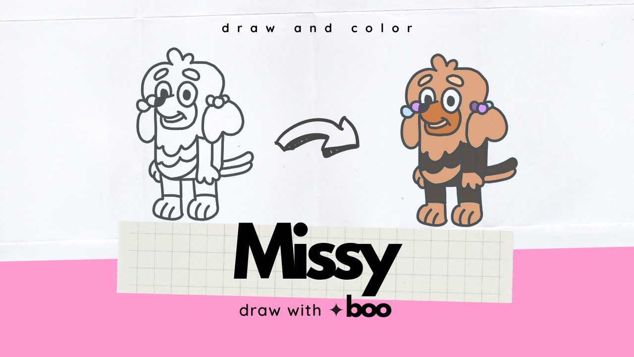 How to Draw and Color MISSY 🎀🍬🐾 from Bluey | Very Simple Drawing for ...