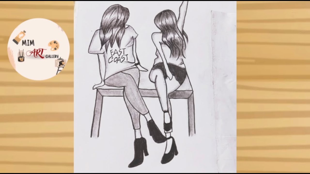 How to draw 2 Girls Best Friends - drawing tutorial ||pencil art for ...