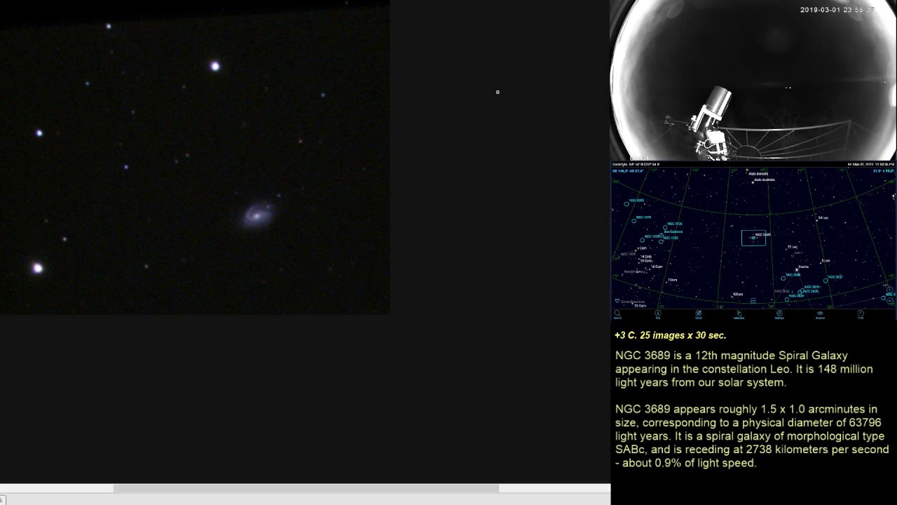 Galaxy NGC 3689 Observation log. Live cam - YouTube