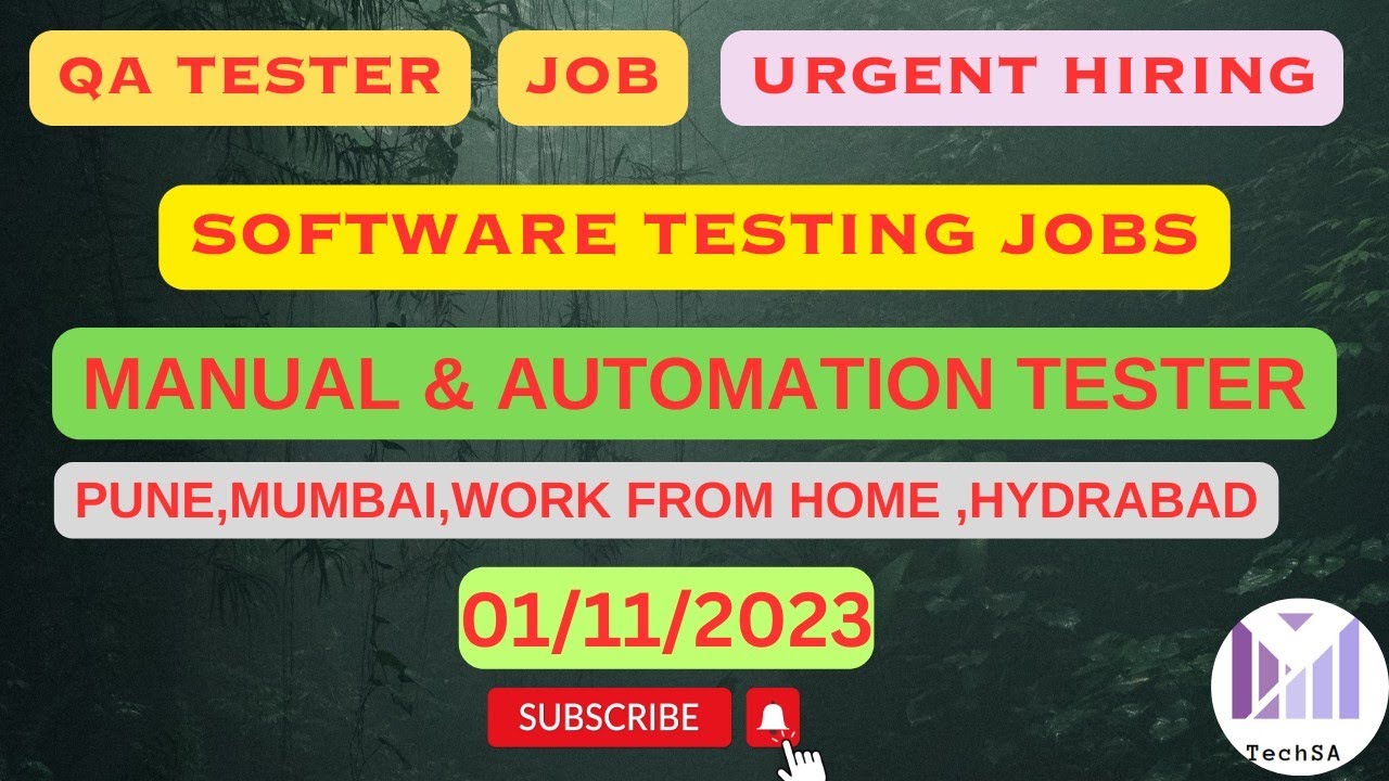 Qa Fresher Job Software Testing Job Manual Automation Testing Job 01 November 2023 Vacancy