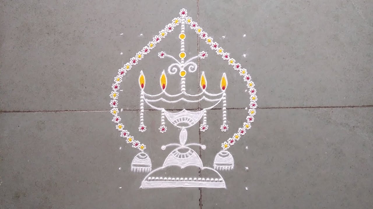 Creative samai diva rangoli|deepam muggulu design|deepam kolam|diwali ...
