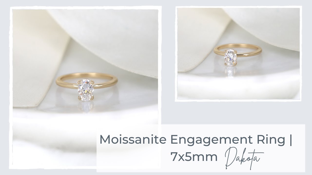 Moissanite Engagement Ring | Rosados Box 7x5mm Dakota Oval Moissanite ...