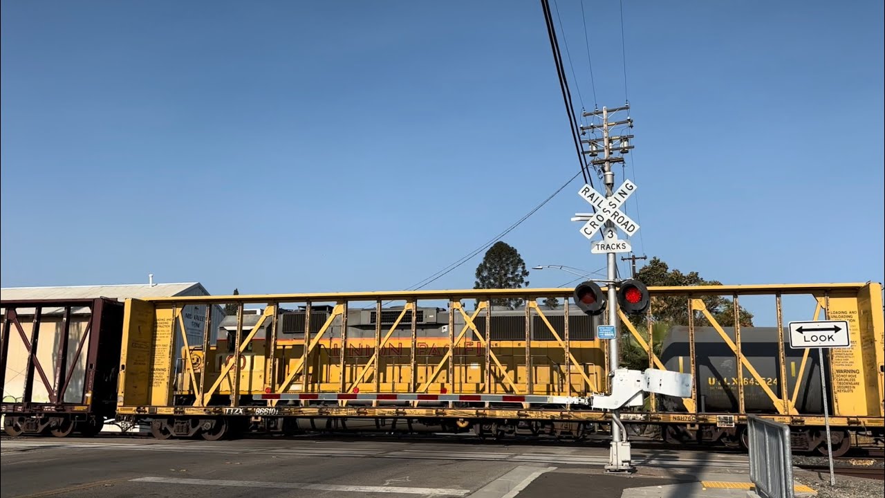 UP 3058 Manifest Train & UP 1001 YST65 Local North - E. Lindsay St ...