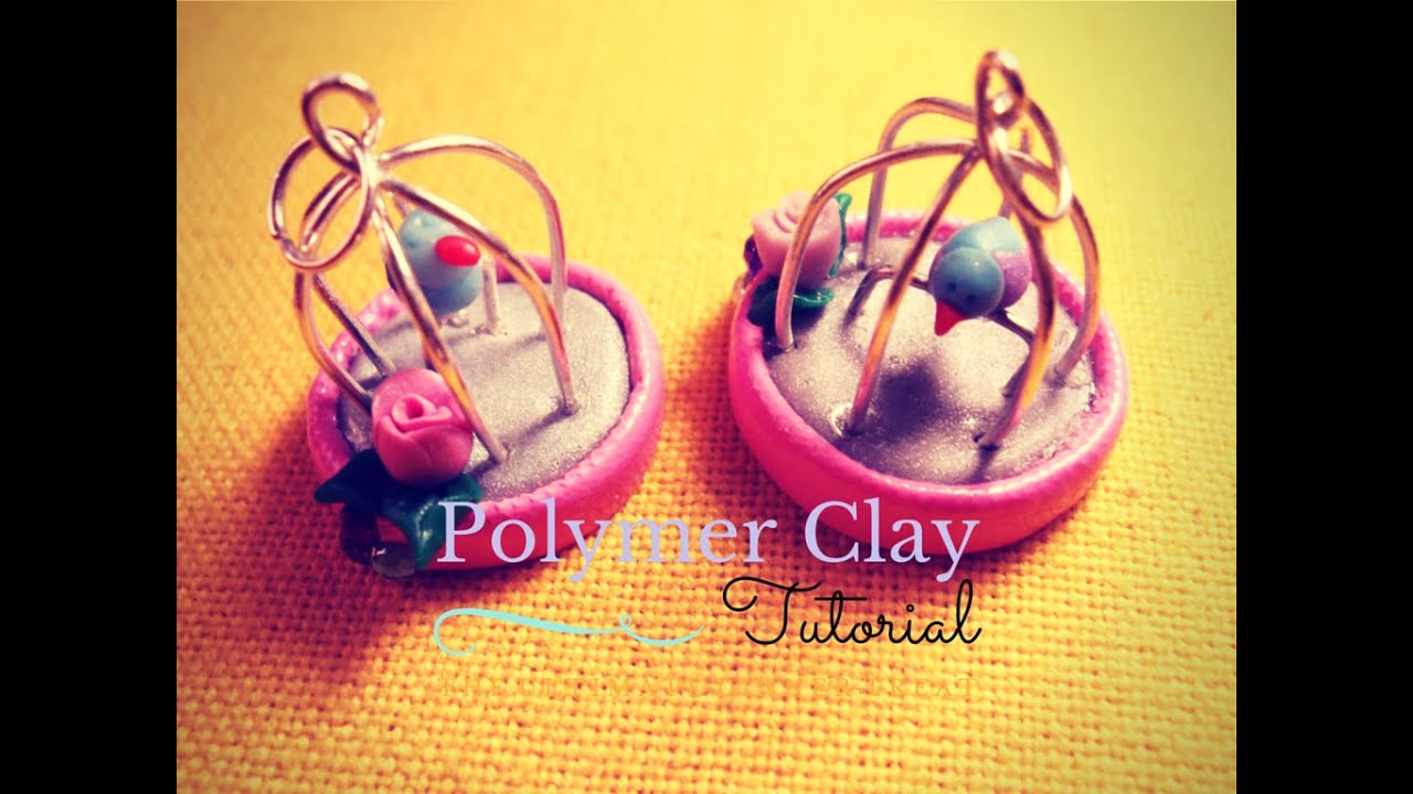 Charm Gabbietta ed Uccellino ♥ Birdcage and Bird Charm - (Polymer Clay ...