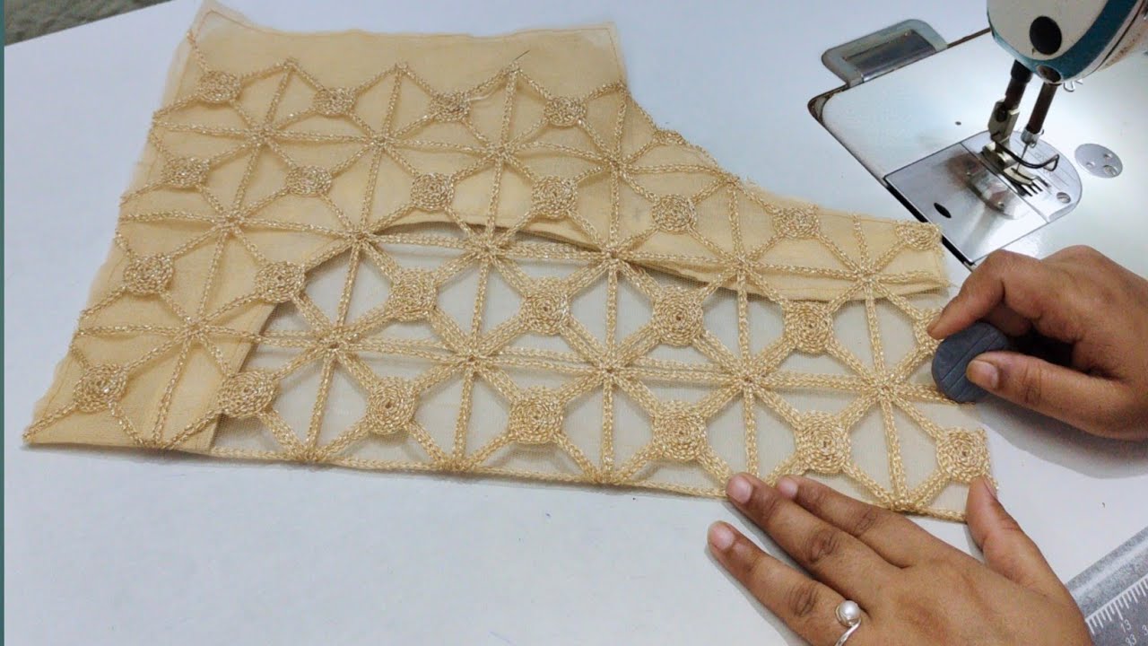 Net Blouse Back Neck Design Cutting and Stitching | Designer Net Blouse ...