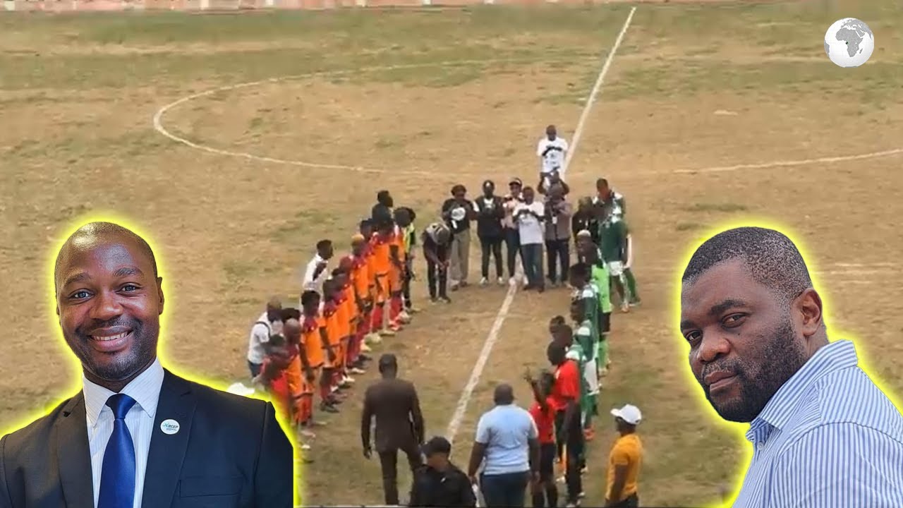Parfait Eyi, Stéphane Zeng et d'autres activistes assistent à un match ...